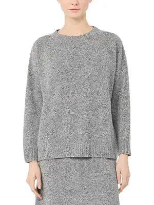 Max Mara Wool Blend Tweed Crewneck Sweater - Medium Grey