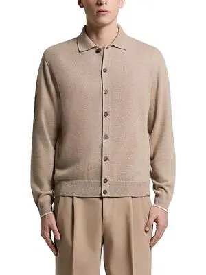 Peserico Extra Fine Wool & Cashmere Button Sweater - Beige