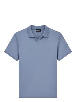 Emporio Armani Johnny Collar Cotton Polo Shirt - Light Blue
