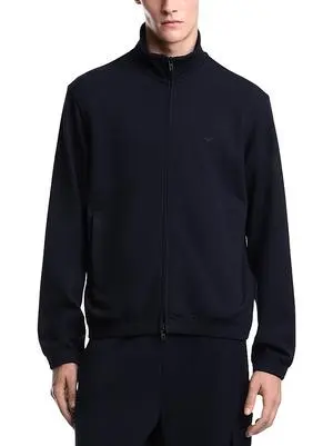 Emporio Armani Textured Zip Sweatshirt - Navy