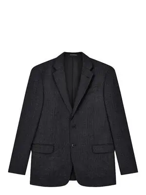 Emporio Armani Regular Fit Textured Wool Blend Blazer - Black/grey
