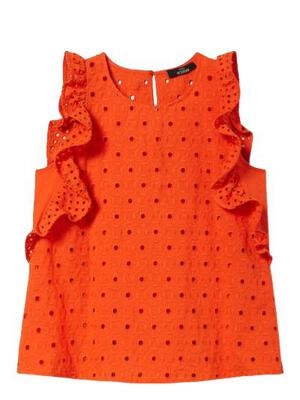 TWINSET Broderie Anglaise Ruffled Top - Red