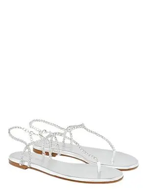 GIANVITO ROSSI Eternity Thong Sandals - Silver Lamb Leather