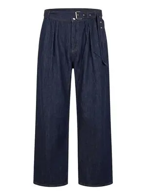 Dries Van Noten DRIES VAN NOTEN Wide Leg Belted Cotton Pants Indigo