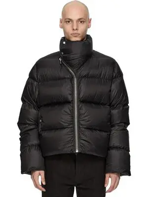 Rick Owens Down Padded Zip-up Jacket With Stand-up Collar - Nero