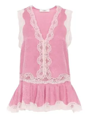 Chloé CHLOÉ Sleeveless Silk Top With Mother-of-Pearl Buttons Rosa