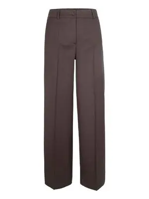 PAROSH Tailored Wide-leg Trousers With Stretch Wool Blend - Testa Di Moro
