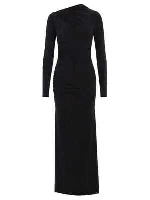 Andamane Long-sleeve Draped Maxi Dress - Black