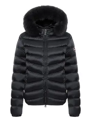COLMAR Down Puffer Jacket With Faux Fur Hood - Black