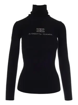 Elisabetta Franchi ELISABETTA FRANCHI Ribbed Turtleneck With Logo Detail Nero/burro