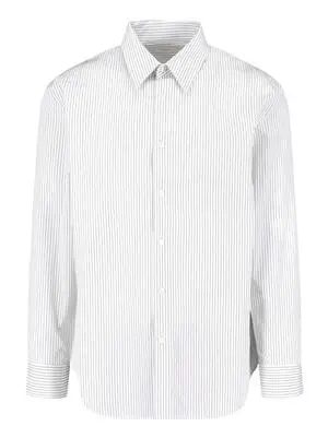 Saint Laurent Striped Long Sleeve Button-up Shirt - White