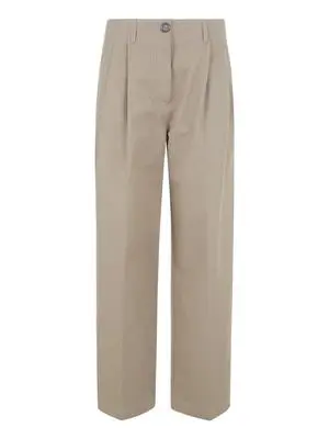 TOTÊME TOTEME Organic Cotton Twill Pleated Trousers