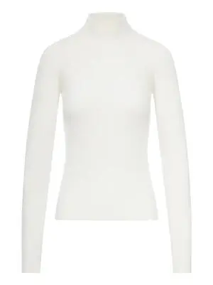 Sportmax Ribbed Virgin Wool Turtleneck Sweater - White