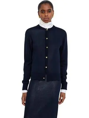 BOTTEGA VENETA BOTTEGA VENETA Lightweight Silk-Knit Cardigan With Square Knot Buttons