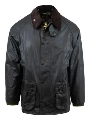 Barbour Waxed Field Jacket With Corduroy Collar - Sage