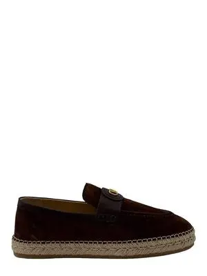 Valentino Garavani VALENTINO Mini Avenue Leather Espadrille Bark Brown