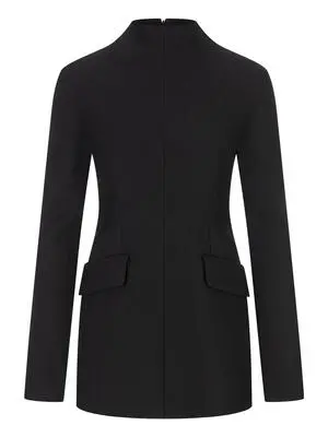 Sportmax Tailored High-neck Longline Blazer Jacket - Nero