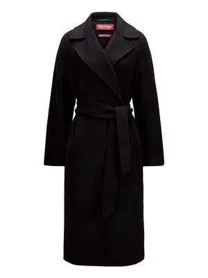 Max Mara Long Belted Wool Coat - Nero