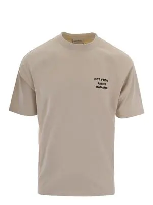 Drole De Monsieur Graphic Cotton Crewneck T-shirt - Mastic