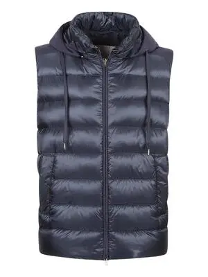 Herno Quilted Down Vest With Hood - Blu
