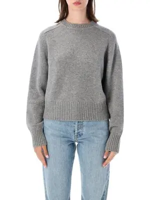 Extreme Cashmere EXTREME CASHMERE Heavyweight Cropped Cashmere Crewneck Sweater Grigio