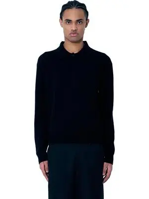 Saint Laurent Wool Polo Shirt - Black