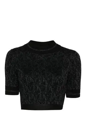 Palm Angels Palm Angels Lurex Knit Monogram Cropped Top Black