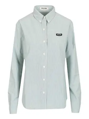 Miu Miu Miu Miu Checked Poplin Shirt Green