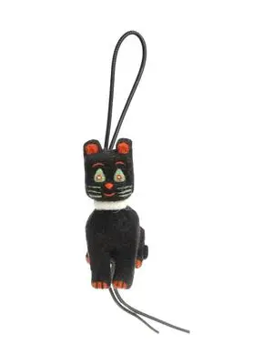 Loewe Felt Cat Charm With Leather Strap - Black