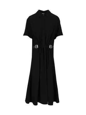 Loewe Stretch Viscose Dress With Leather Belt - Black