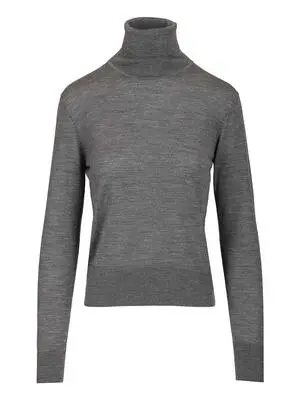 FORTE_FORTE Merino Wool Ribbed Turtleneck - Gray