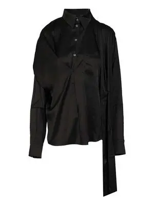 Acne Studios Button-up Blouse With Scarf Detail - Black