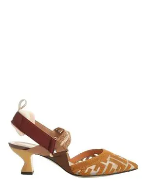 Fendi Colibrì Slingback In Mesh With Ff Embroidery - Cream