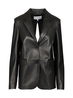 Loewe Lambskin Nappa Single-breasted Jacket With Back Vent - Black