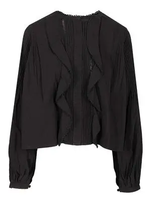 Isabel Marant Étoile Isabel Marant "Cubraly" Cotton Blouse With Ruffle And Crochet Detailing Black