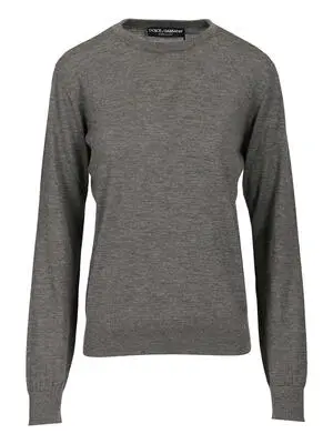 Dolce & Gabbana DOLCE & GABBANA Cashmere Sweater With Embroidered DG Logo Gray