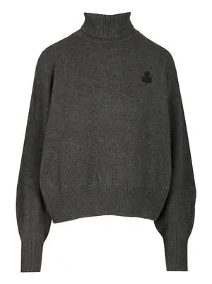 Isabel Marant Étoile ISABEL MARANT ETOILE "Nasha" Wool And Cotton Turtleneck Sweater With Embroidered Logo Gray