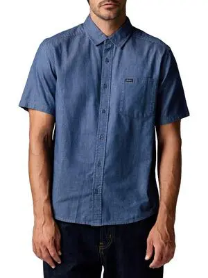 RVCA Denim Days Stripe Short Sleeve Button-up Shirt