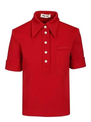Miu Miu MIU MIU Technical Jersey Polo Shirt Red