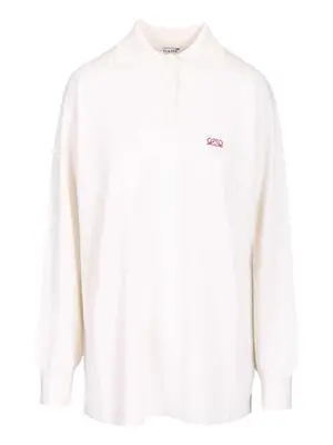 Loewe Cashmere And Silk Blend Polo Shirt With Double L Embroidery - White