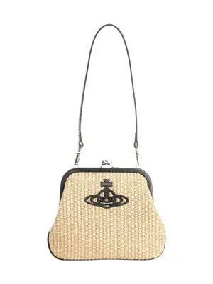 VIVIENNE WESTWOOD Woven Clutch With Orb Logo - Cream