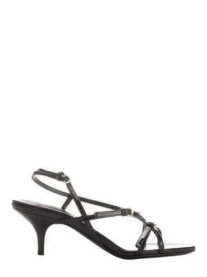 Miu Miu Patent Leather Strappy Kitten Heel Sandals - Black