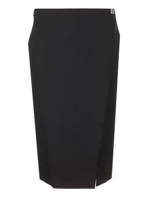GIVENCHY Givenchy Grain De Poudre Wool Midi Skirt With 4G Hardware