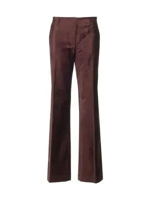 FORTE_FORTE FORTE FORTE Cotton Viscose Stretch Velvet Trumpet Shaped Pants Brown