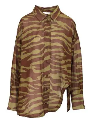 Attico THE ATTICO Zebra Print Cotton Shirt Brown