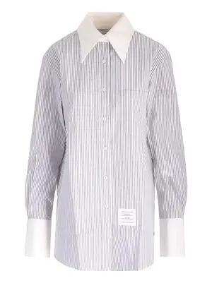 Thom Browne Thom Browne Seersucker Long Shirt Gray