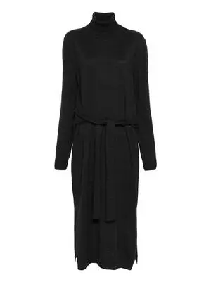 LEMAIRE LEMAIRE Charcoal Wool Blend Knit Dress With Belt