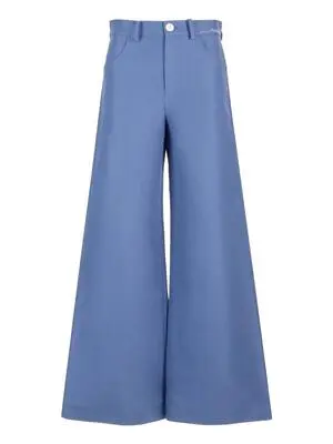 Marni Wide-leg Cotton Drill Trousers - Blue