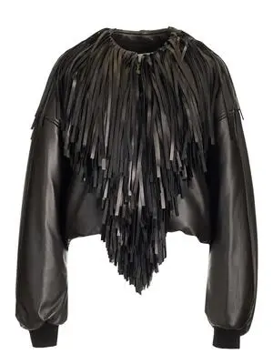 ALAÏA ALAIA Fringed Leather Bomber Jacket