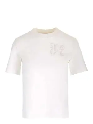 Palm Angels Embroidered Monogram Cotton T-shirt - White